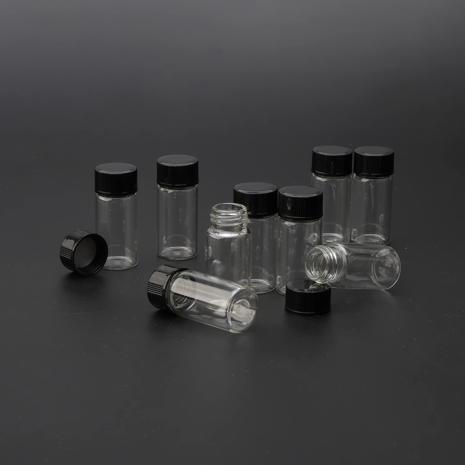 jiuwu 50 Pack,5 Ml(1/6 oz) Clear Glass Essential Oil Bottle,Empty Refillable Travel Glass Vial with Screw Caps,Liquid Sample Vial Preservation Storage Vials
