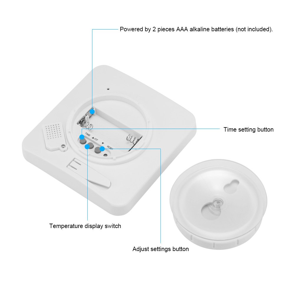 AOZBZ Shower Wall Clock, Digital Kitchen Timer with Alarm, Waterproof Touch Screen Timer, Temperature Humidity Display with Suction Cup Hanging Hole (White)