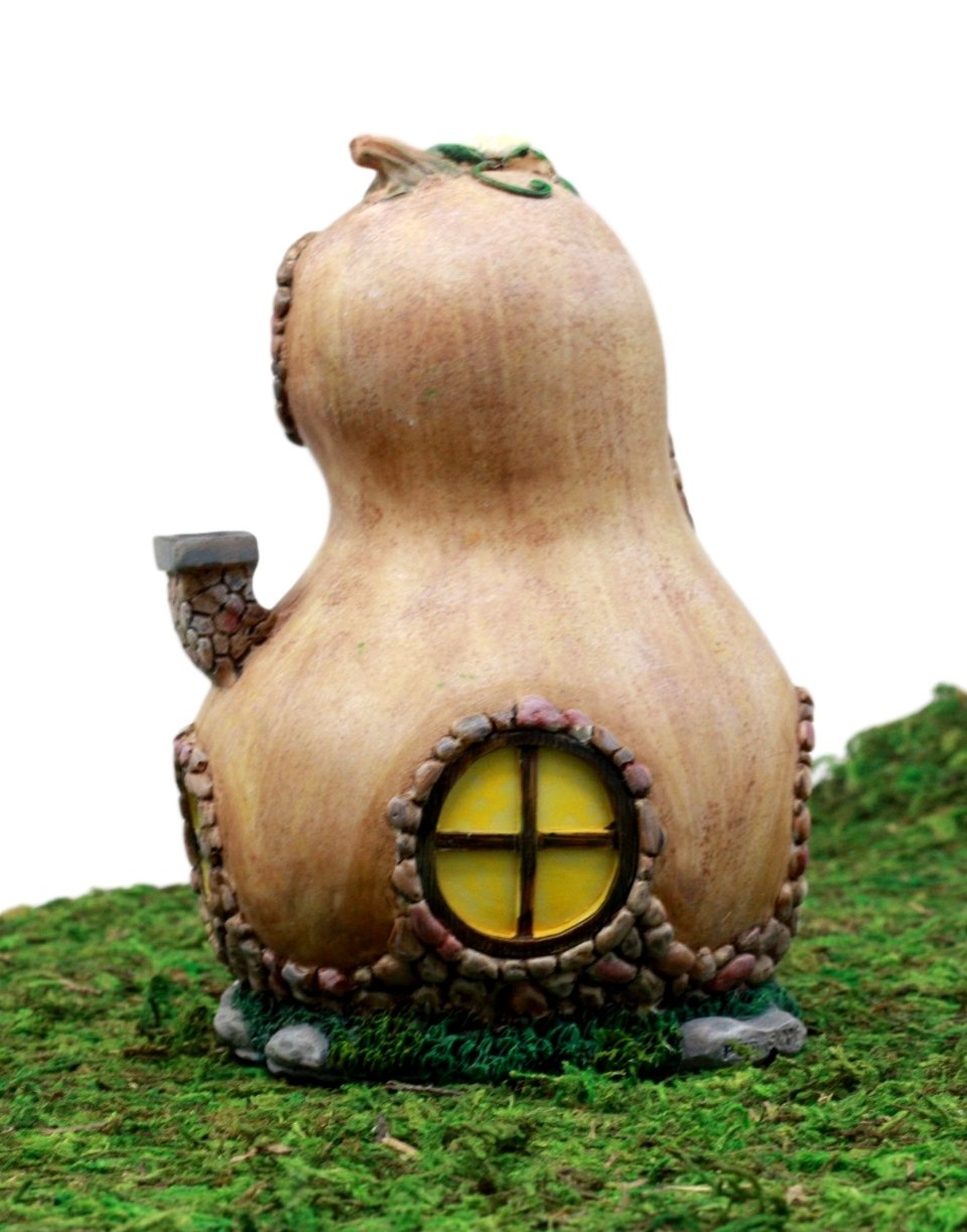 Ebros Gift Enchanted Fairy Garden Miniature Halloween Gourd Cottage House Figurine 6.25" H Do It Yourself Ideas for Your Home