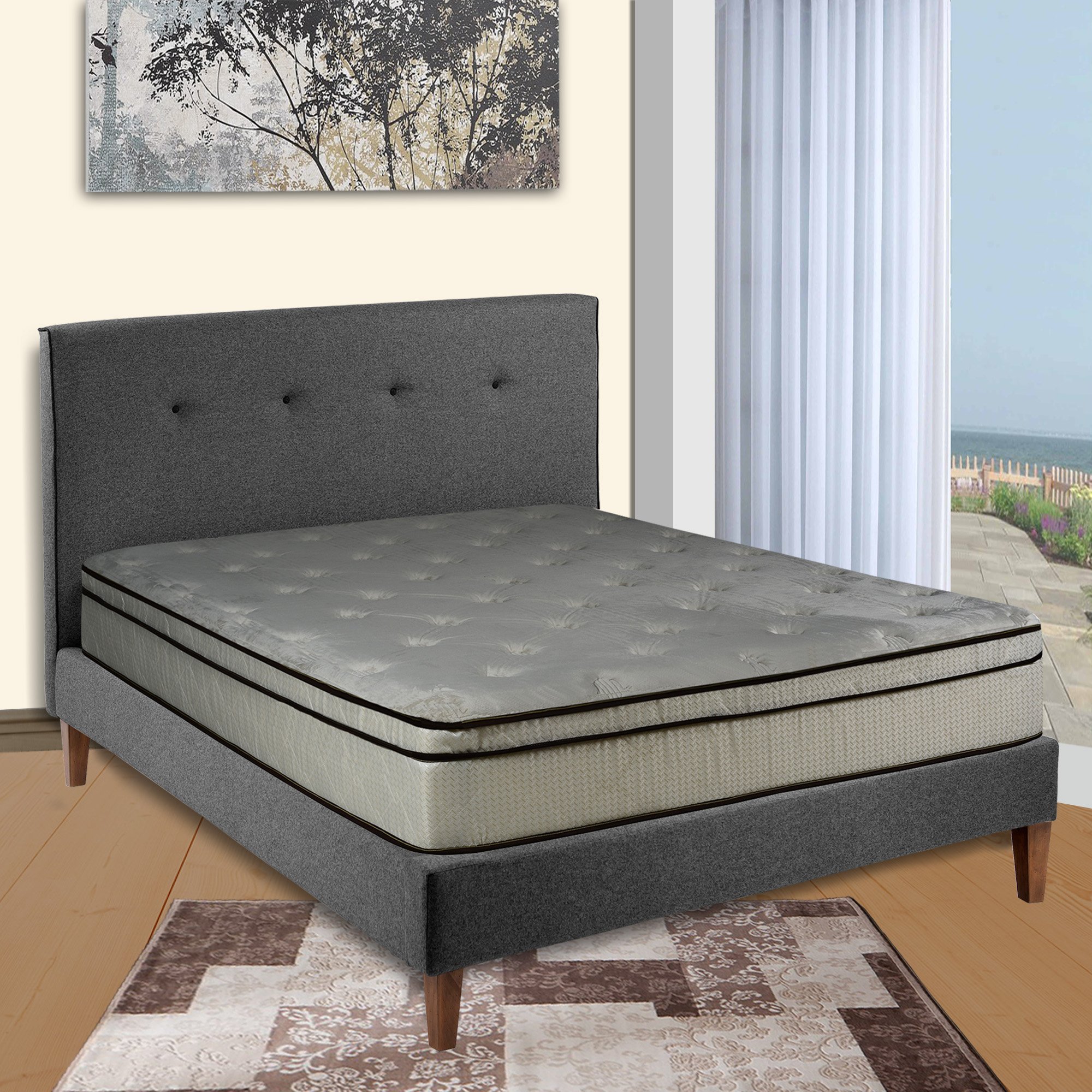 Continental Sleep Victoria Queen Mattress Set With 11" Euro Top Orthopedic Mattress & Box Spring - Cozy Teddy Bear Fabric