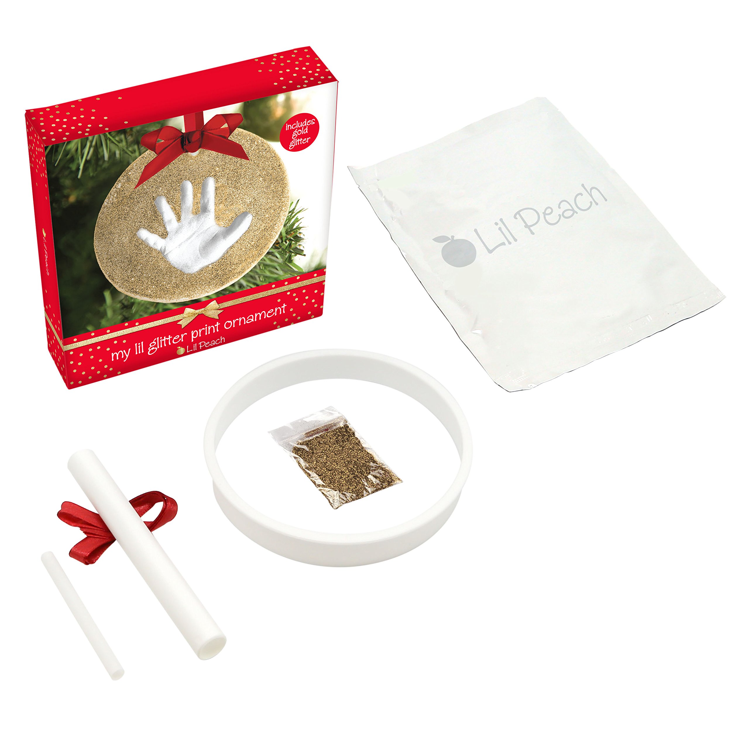 Lil Peach Mistletoes Footprint Christmas Tree Ornament, Babyprints Making Kit, DIY Newborn Holiday Keepsake, Baby's First Christmas