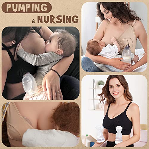 haakaa Pumping Bra Hands Free 3-in-1 Nursing Bras for Breastfeeding, Adjustable Wireless Comfortable Breast Pump Bra, Suitable for Medela,Lansinoh,Philips Avent,Spectra etc(1 Pack, Black, Medium)