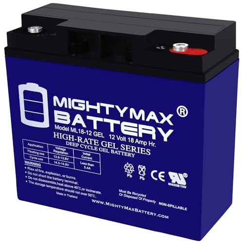 Mighty Max Battery ML18-12GEL - 12 Volt 18 AH, GEL Type, Internal Thread (INT) Terminal, Rechargeable SLA AGM Battery