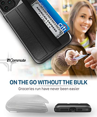 Vena vCommute Wallet Case Compatible with Apple iPhone 11 Pro Max (6.5"-inch 2019), (Military Grade Drop Protection) Flip Leather Cover Card Slot Holder with Kickstand - Space Gray