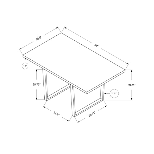 Monarch Specialties Dining Table, 59"L x 35.5"D x 30.25"H, Cappuccino