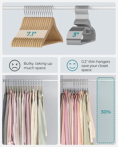 SONGMICS 50 Pack Coat Hangers, Premium Quality Plastic Suit Hangers, Heavy-Duty, S-Shaped Opening, Non-Slip, Space-Saving, 360º Swivel Hook, 16.3 Inches Long, Light Gray and Dark Gray UCRP41G-50