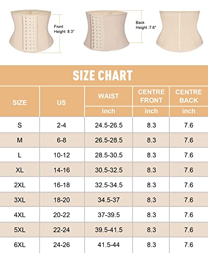 FeelinGirl Women Short Torso Latex Waist Trainer Corset Waist Trainer Breathable Waist Trimmer Hourglass