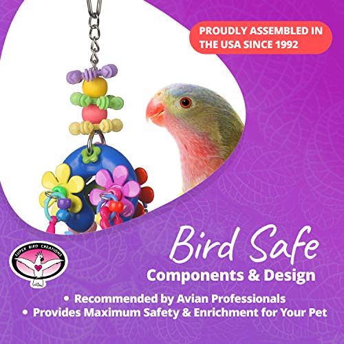Super Bird Creations SB1085 Flower Power Bird Toy, Small/Medium Bird Size, 7" x 2.5" x 2"