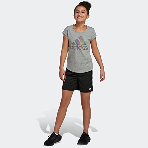adidas Girls' Big 5" Mesh Athletic Gym Basketball Shorts, Black Adi, Large