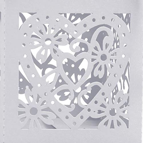VGoodall 100 PCS Wedding Favor Boxes Laser Cut boxes Party Favor Box Small Gift Boxes Lace Candy Boxes for Wedding Baby Shower Birthday Party with Ribbons