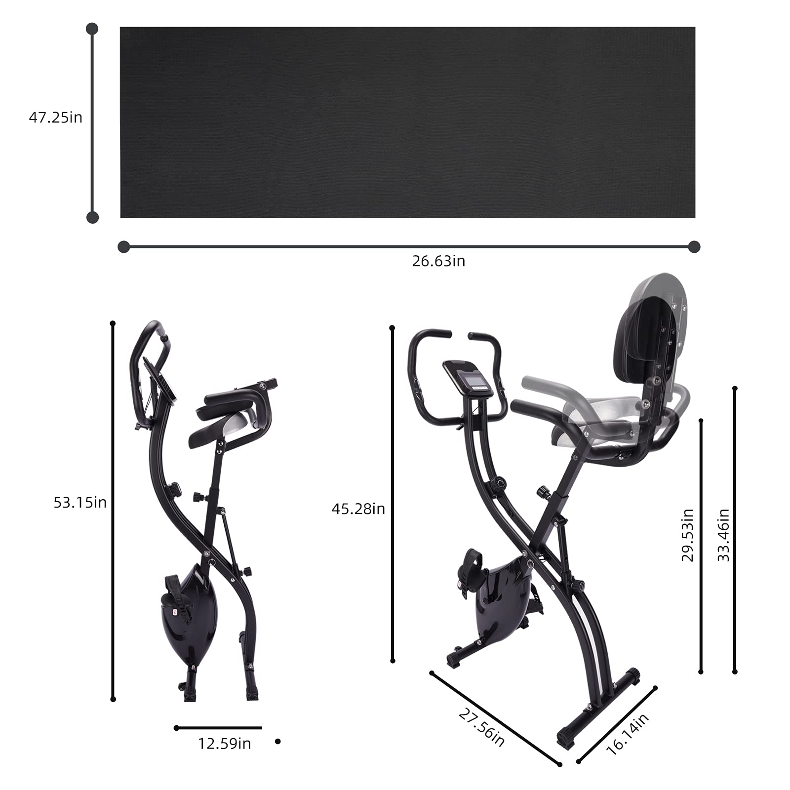 anconats Folding Magnetic Exercise Bike with Comfortable Cushion, Digital Monitor and Adjustable Resistance Indoor Exercise Training for Home