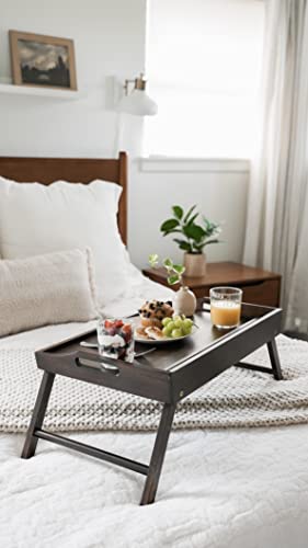 Rossie Home Bamboo Bed Tray, Lap Desk with Phone Holder - Fits up to 17.3 Inch Laptops and Most Tablets - Espresso - Style No. 78112