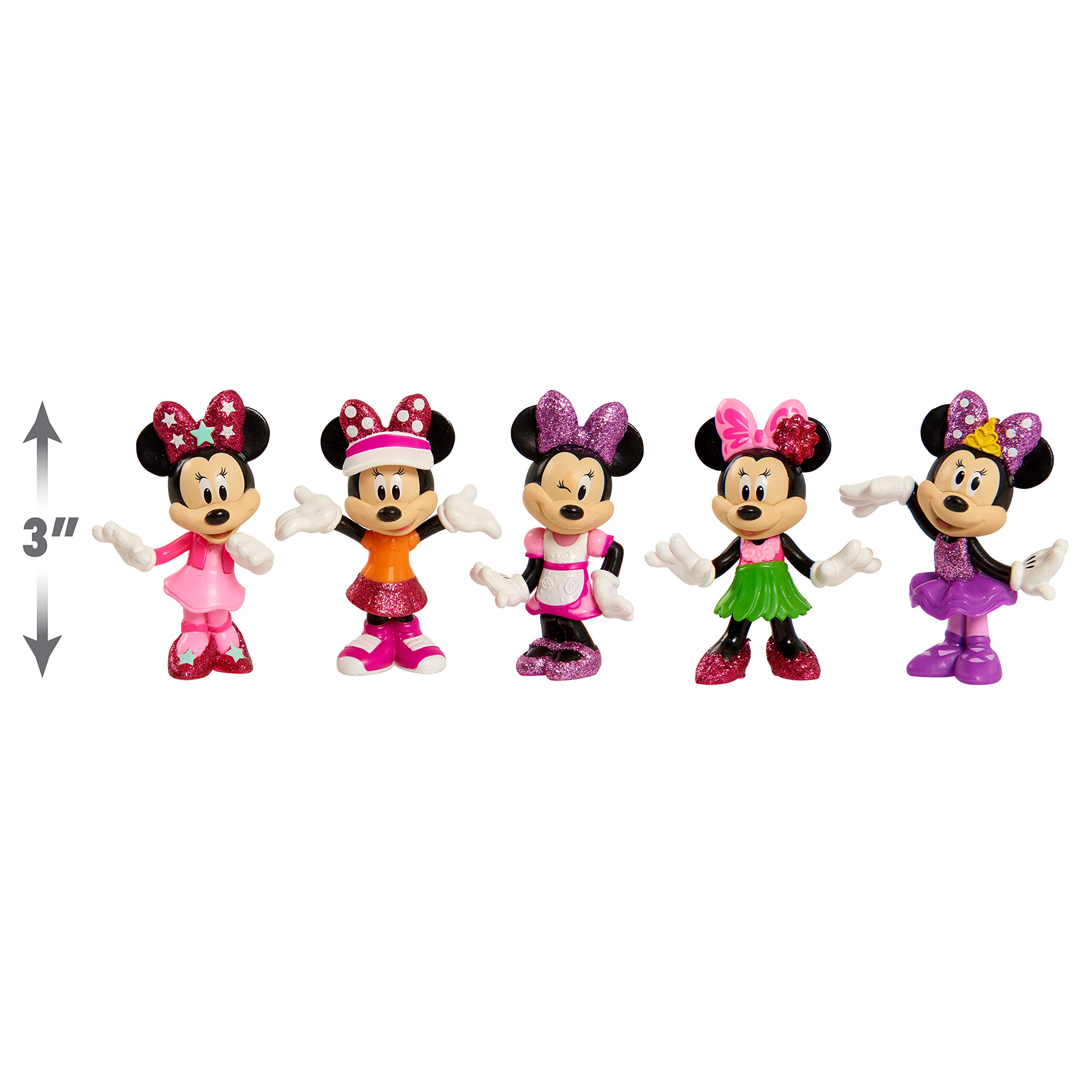 Disney Junior Minnie Mouse 3-inch Collectible Figure Set, 5 Piece Set, Officially Licensed Kids Toys for Ages 3 Up by Just Play