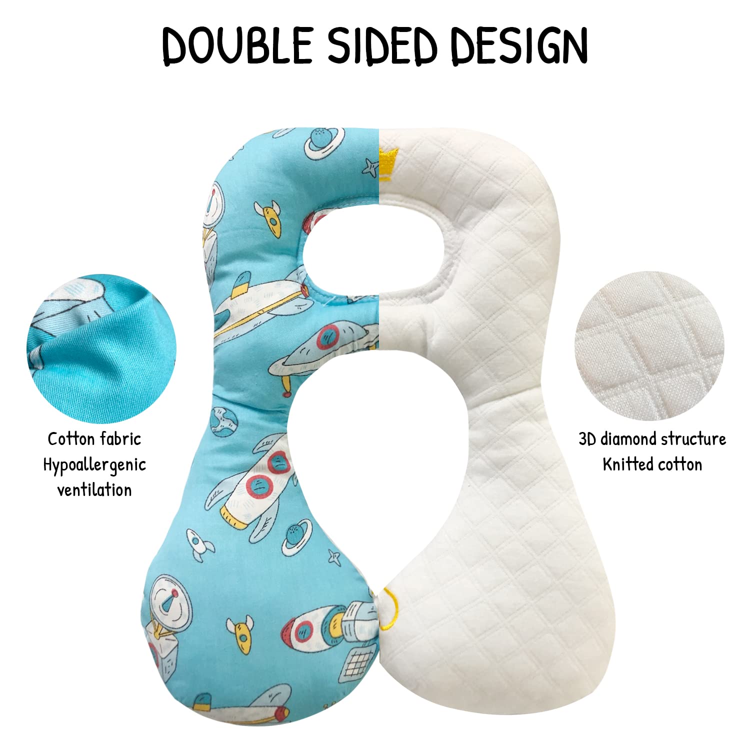 Baby Travel Pillow - Stroller Or Car Seat Baby Body Travel Pillow/Double Side Design Baby Head Support Pillow