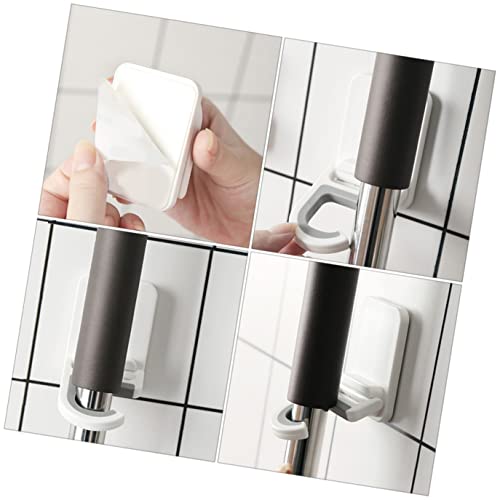 CIYODO 3pcs Bathroom Punch-Free Hanger Clips Mount Storage Shape Broom Racks Traceless Hook Garden Holds Slip Grippers White C- Organizer Anti- Wall Self Multifunctional Drilling