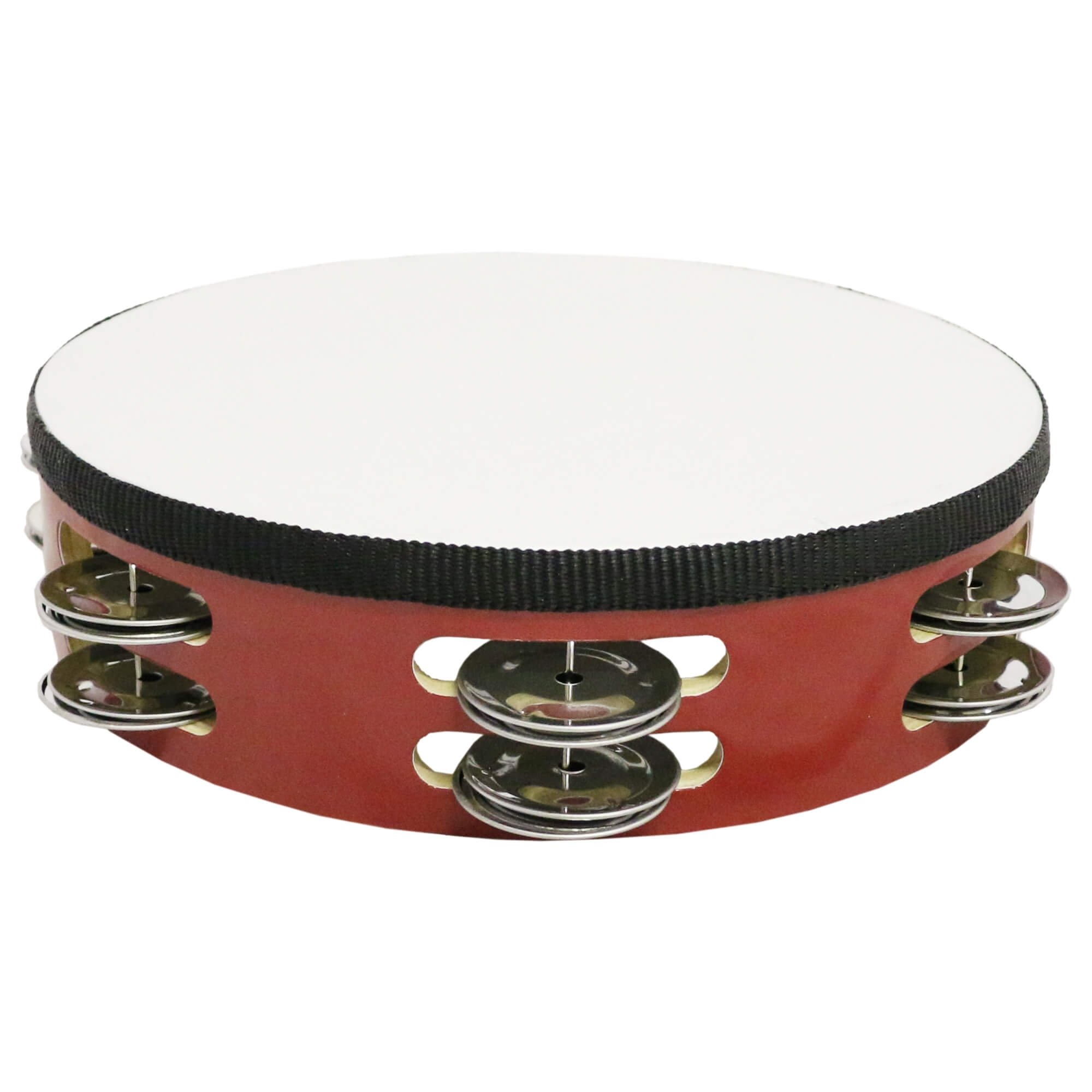 Danzcue 8 Inches Silver-Red Double Rows Jingles Tambourine