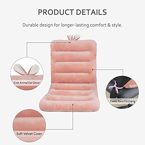 ELFJOY Desk Chair Cushion 85cm Office Chair Cushion Seat Cushion with Back Support Lounger Cushion with Fixing Band (Pink) 85×45cm