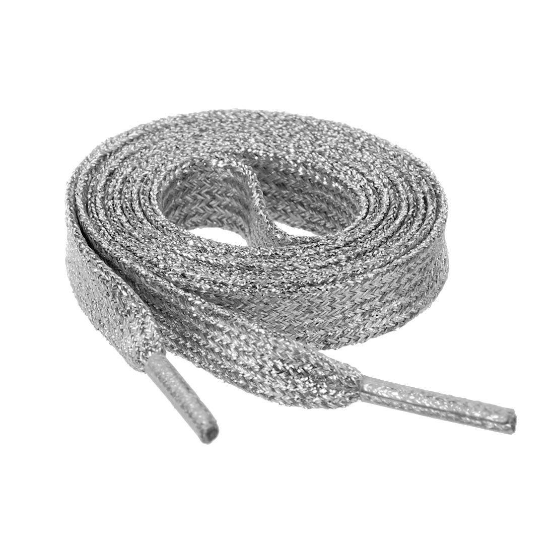 Allegra K Glitter Shiny Metallic Sparkling Shimmery Flat Sneakers Shoelace Shoe Laces Strings 110cm/43.31" Silver