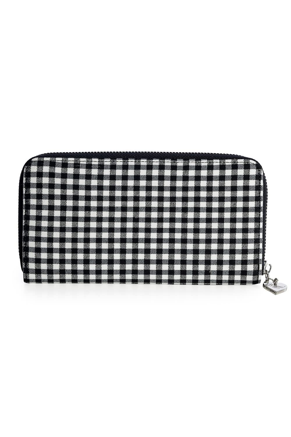 Lost Queen Women's Rockabilly Cherry Skulls Wallet Zip Around Clutch