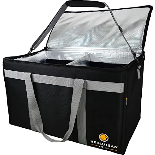 Herculean Premium Insulated Food Delivery Bag with YKK Zipper – Large Commercial Catering Bag for Food Transport – Hot and Cold Thermal Food Bag – Ultra Durable Hot Food Carriers for Takeaway Delivery