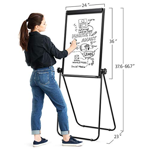 Yaheetech Stand White Board Magnetic 36x24 inches Dry Erase Board Double Sided Adjustable Flipchart Easel Portable Whiteboard with Flipchart Hook for Tabletop Presentation Discusssion Meeting Teaching