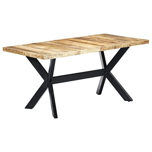 vidaXL Solid Bleached Mango Wood Dining Table Kitchen Dinner Dining Room Home Office Indoor Furniture Meal Restaurant Table Side End Stand 55.1"