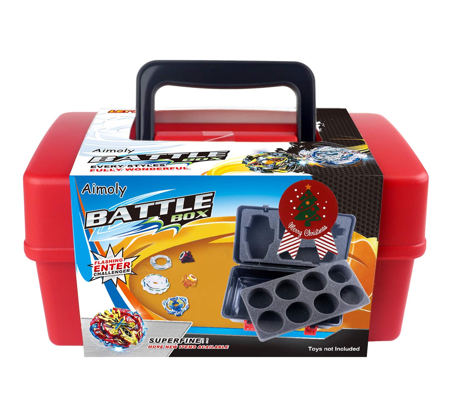 Aimoly Battle Tops Case, Storage Carrying Box Storage Box for Beyblade Burst Toys (red)