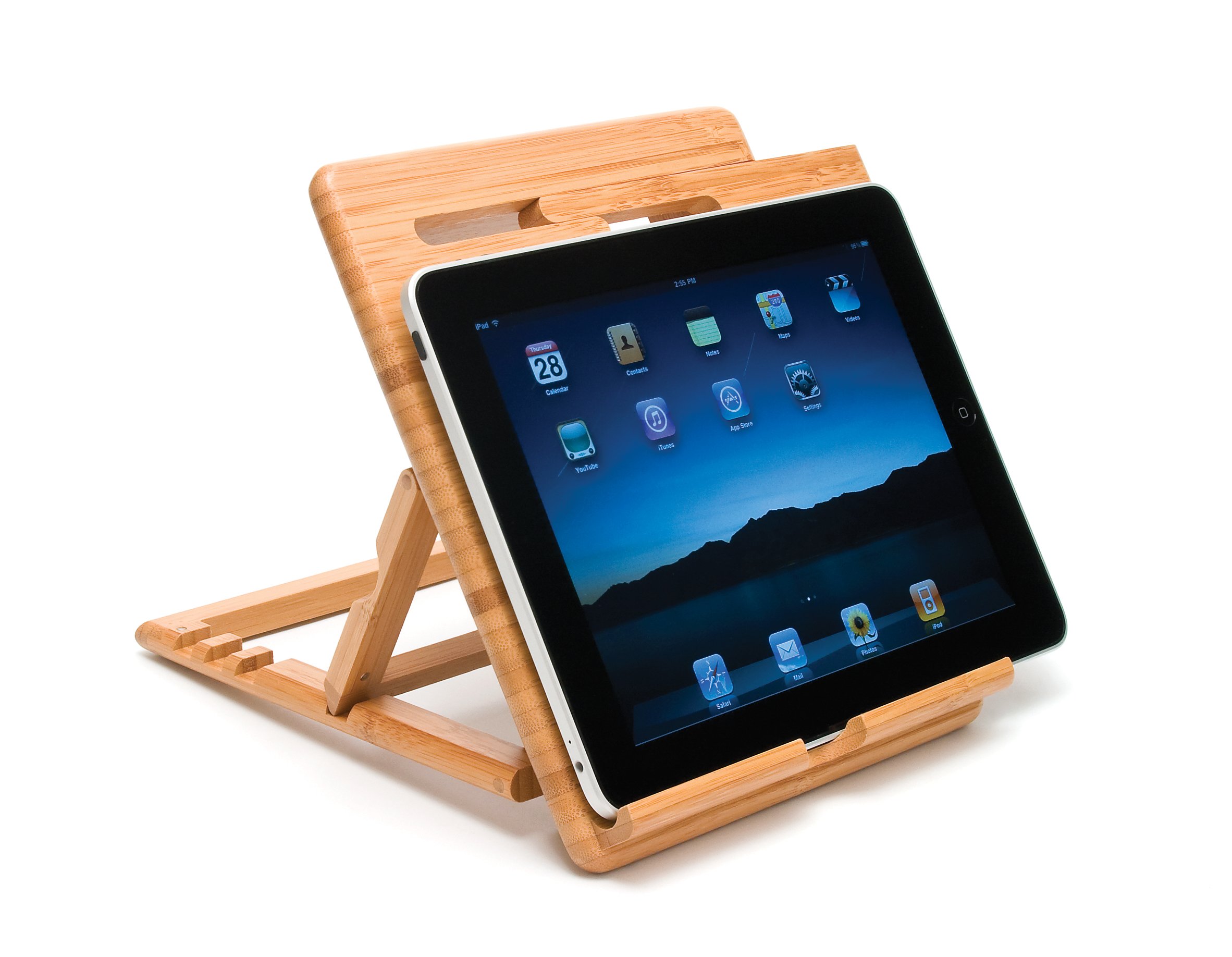 Lipper International 1887 Bamboo Wood Expandable Stand for iPad, Samsung, Nexus, Nintendo Switch, and Other Tablets