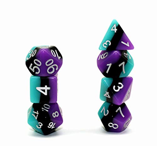 Dice Set Resin DND Dice Fit Dungeons and Dragons D&D RPG Pathfinder Role Playing Games 3 Layers Polyhedral Dice (Purple Black Green)