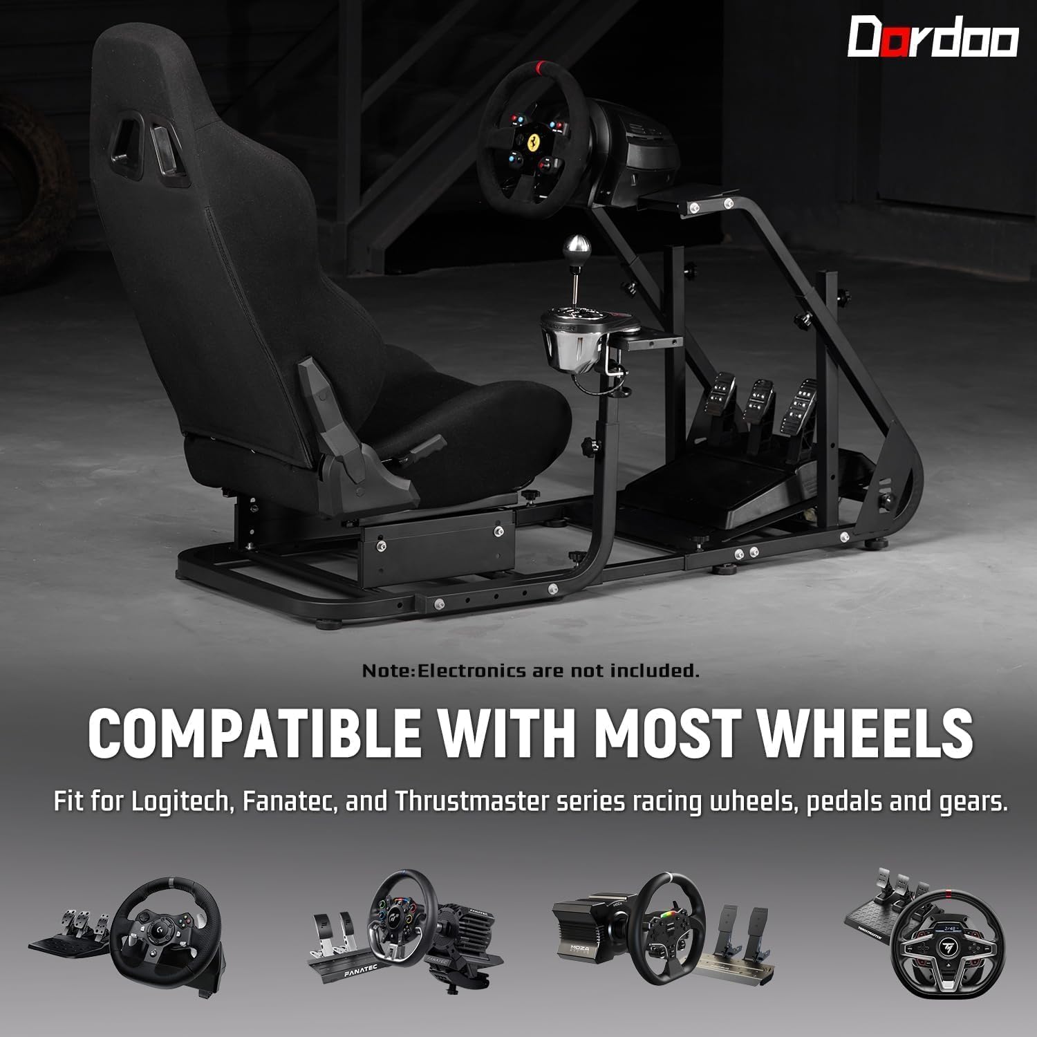 Dardoo G29 Racing Simulator Cockpit with Seat Fit for Logitech/Thrustmaster/Fanatec G25 G27 G923 T150,Steering Wheel Cockpit,Not Include Wheel, Pedal and Shifter