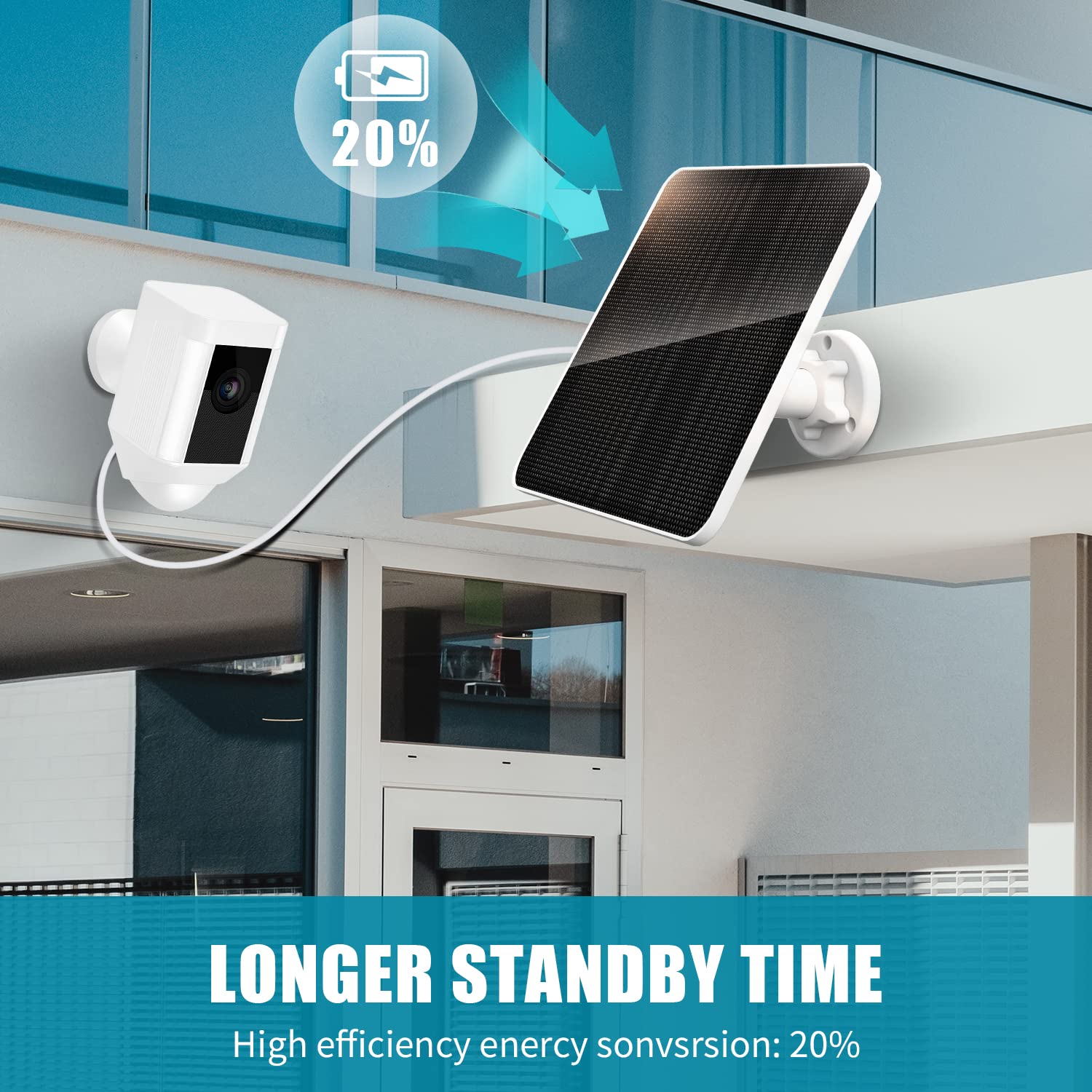 A-ZONE Solar Panel Compatible with Ring Spotlight Cam Battery& All New Ringstick Up Cam Battery, 7W Solar Panel for Security Camera Power Your Surveillance Camera continuously