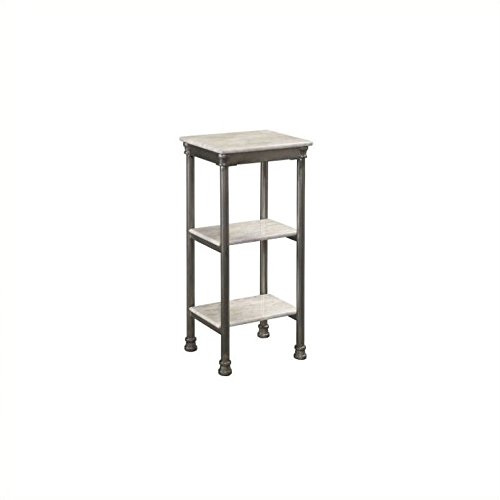 Home Styles The Orleans Three Tier Tower with Marble Laminate Shelves, Sturdy Powder-Coated Steel Frame