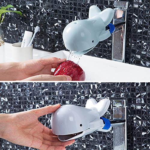 AKOAK 1 Pack Faucet Extender, Bathroom Children Washing Hands Happy Fun Animal Bathroom Sink (gray)