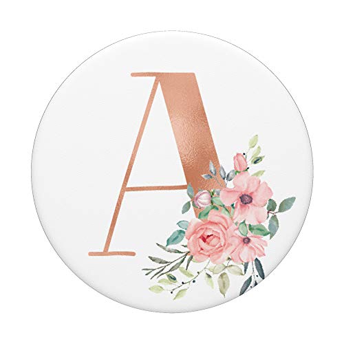 Rose Blush Floral Monogram Letter A Pretty Pink Flowers PopSockets PopGrip: Swappable Grip for Phones & Tablets