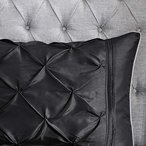 Madison Park Laurel King Size Bed Comforter Set Bed In A Bag - Black , Wrinkle Tufted Pleated β 7 Pieces Bedding Sets β Faux Silk Bedroom Comforters