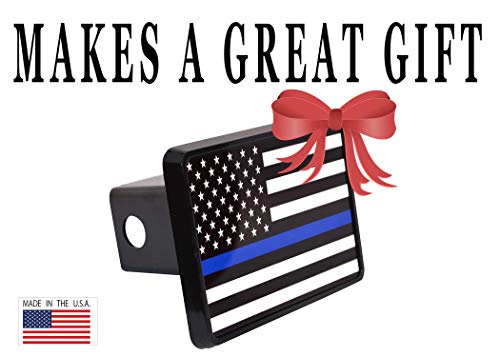 Thin Blue Line Flag Trailer Hitch Cover Plug US Blue Lives Matter Police Officer Law Enforcement