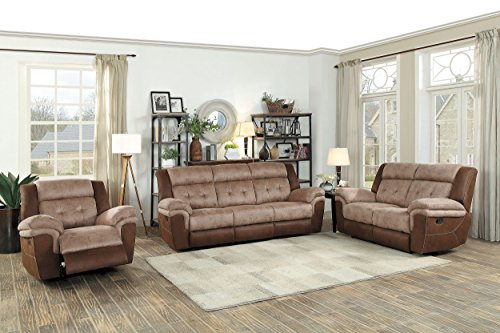 Homelegance Chai 91" Microfiber Double Reclining Sofa (Manual), Brown