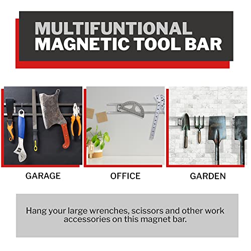 Magnetic Knife Holder, Stainless Steel 18-Inch Magnetic Knife Rack with 6 Removable Hooks, Ergonomic Tool Magnet Bar and Knife Strip with Installation Hardware β Any Kitchen Stuff