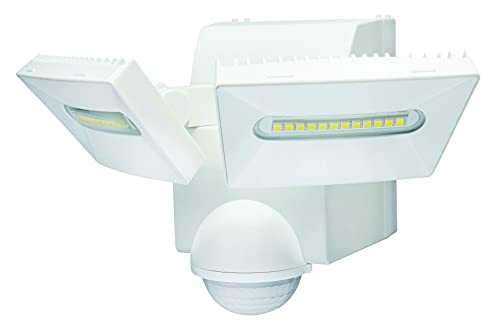 IQ America LB1880WH Motion Security Flood Light, Battery Operated Motion Sensor, 800 Lumen LED, Wall or Eave Soffitt Universal Mount Indoor Outdoor Closet Shed Attic Workshop Garage Grill Light WH