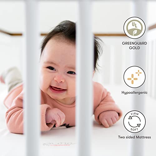Babyletto Pure Core 4" Midi Crib Mattress, Hybrid Waterproof Cover, Lightweight, Greenguard Gold Certified