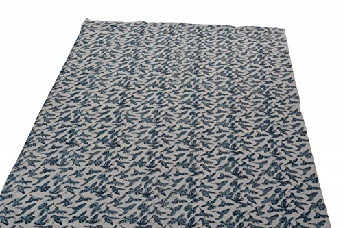 Trade Star 3 Yard Hand Block Print Fabric 100% Cotton Fabric for Sewing Crafting Dressmaking Running Natural Dye Sanganeri Indian Bird Print Fabric by The Yard Width 44 Inches(Pattern 1)