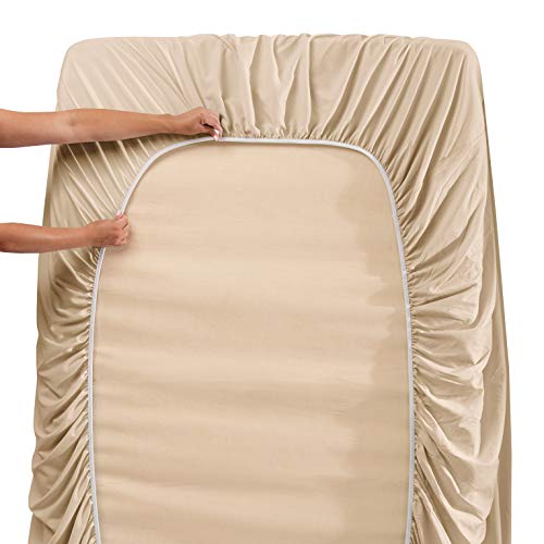 Clara Clark Queen Sheets Set, Deep Pocket Bed Sheets for Queen Size Bed - 4 Piece Queen Size Sheets, Extra Soft Bedding Sheets & Pillowcases, Beige Cream Sheets Queen