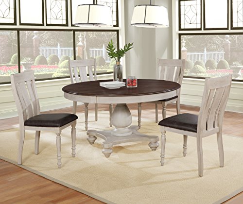 Roundhill Furniture Arch Weathered Round Dining Table Pedastal Base, Multicolor