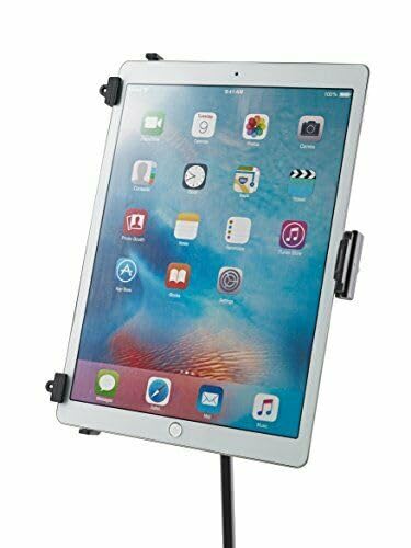 K&M - Konig & Meyer 19790.516.55 - Universal Tablet iPad Holder for Mic Stand - Switch Landscape to Portrait - Professional Grade for all Musicians - Studio or Remote Home Use - German Made - Black