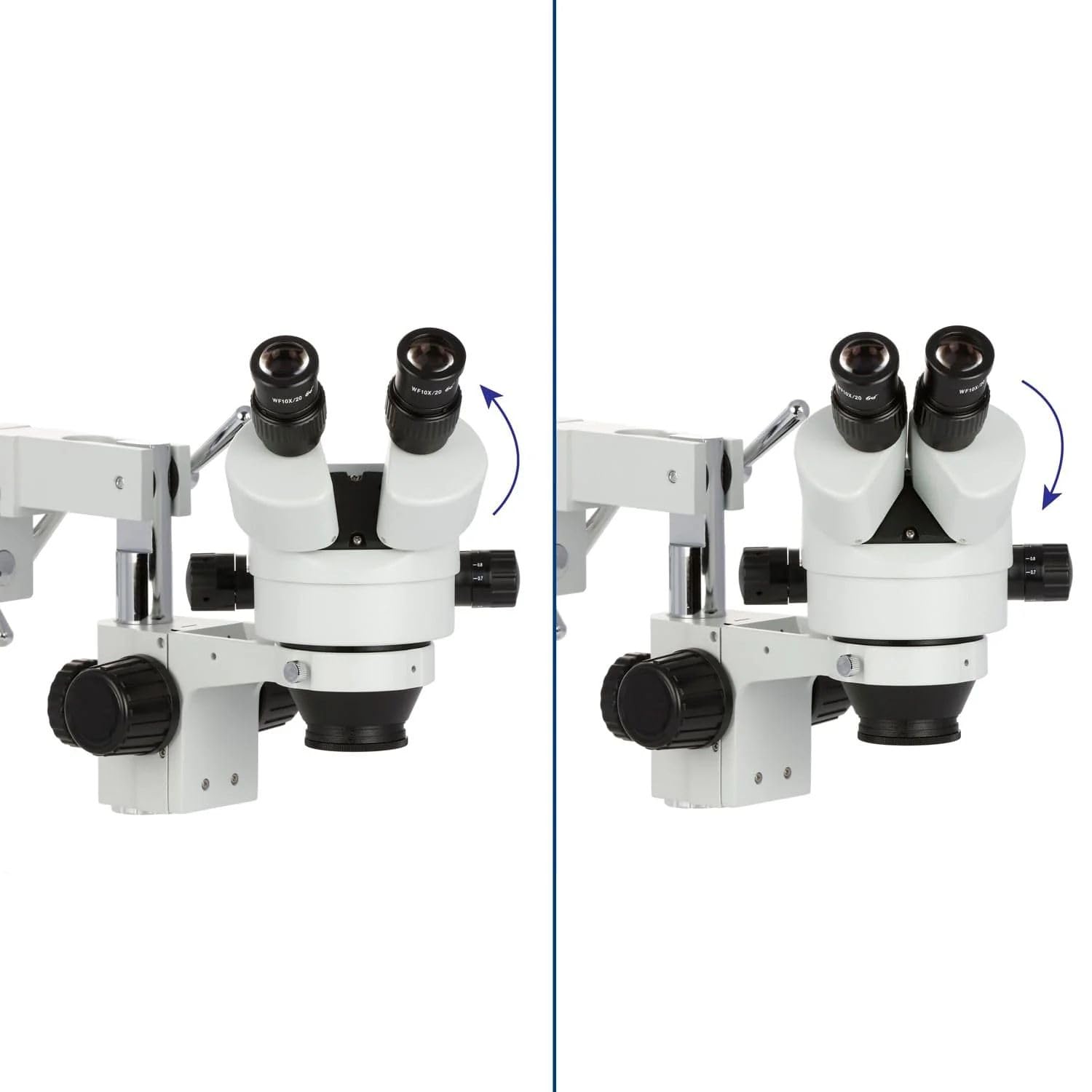 AmScope SM-4BZ-FRL Professional Binocular Stereo Zoom Microscope, WH10x Eyepieces, 3.5X-90X Magnification, 0.7X-4.5X Zoom Objective, 8W Fluorescent Ring Light, Double-Arm Boom Stand, 110V-120V, Includes 0.5x and 2.0x Barlow Lenses