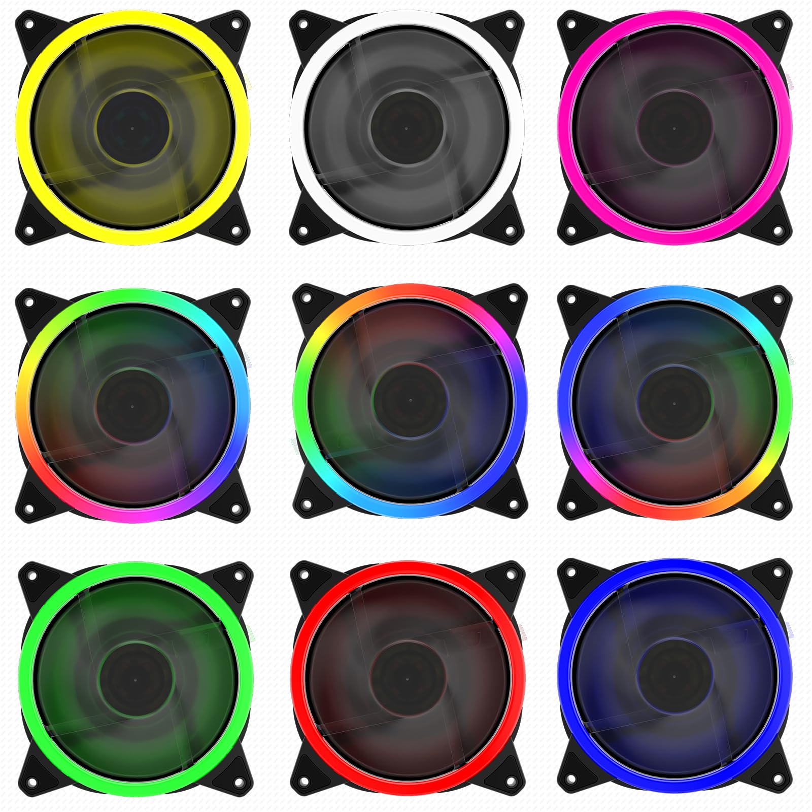 upHere 120mm RGB Case Fan Fan,Quiet Edition High Airflow LED Case Fan for PC Cases-3 Pack,RGB123-3