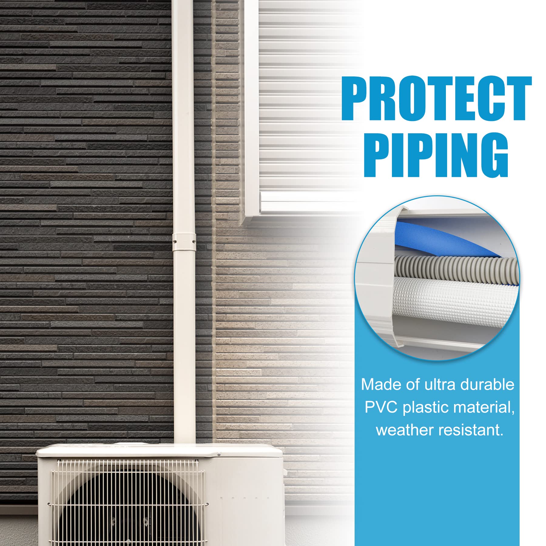 Air Jade 4" 14 Ft Mini Split Line Set Cover, Heavy Duty Line Set Cover Kit for Ductless Mini Split Air Conditioner, Heat Pumps and Central AC