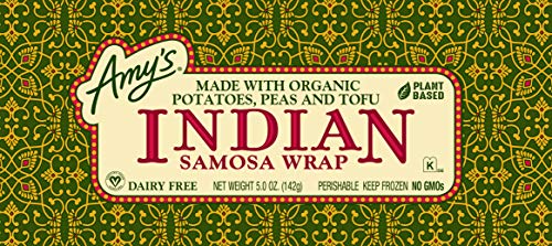 Amy's Frozen Meals, Vegan Indian Samosa Wrap, Made With Organic Potatoes, Peas and Tofu, Microwave Meals, 5 Oz