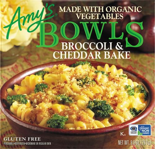 Amy's Frozen Meals, Broccoli and Cheddar Cheese Bake, Made With Organic Rice Pasta and Veggies, Gluten Free Microwave Meals, 9.5 Oz