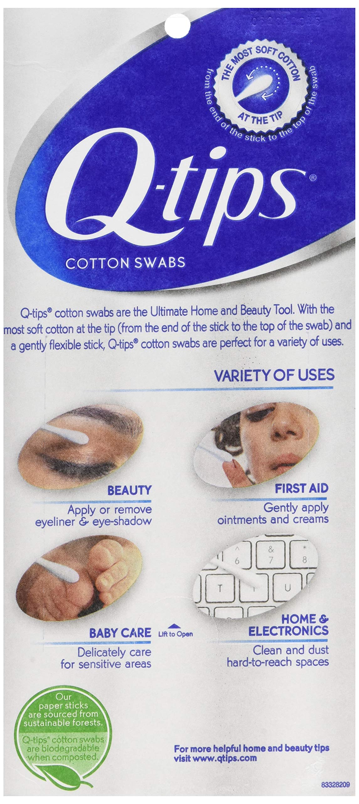 Q Tips Cotton Swab Size 625ct Q Tips Cotton Swab 625ct each ( Pack of 5)